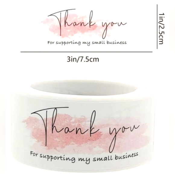 Blessed4351 | Other | 50 Thank You Stickers In Pink Cursive | Poshmark